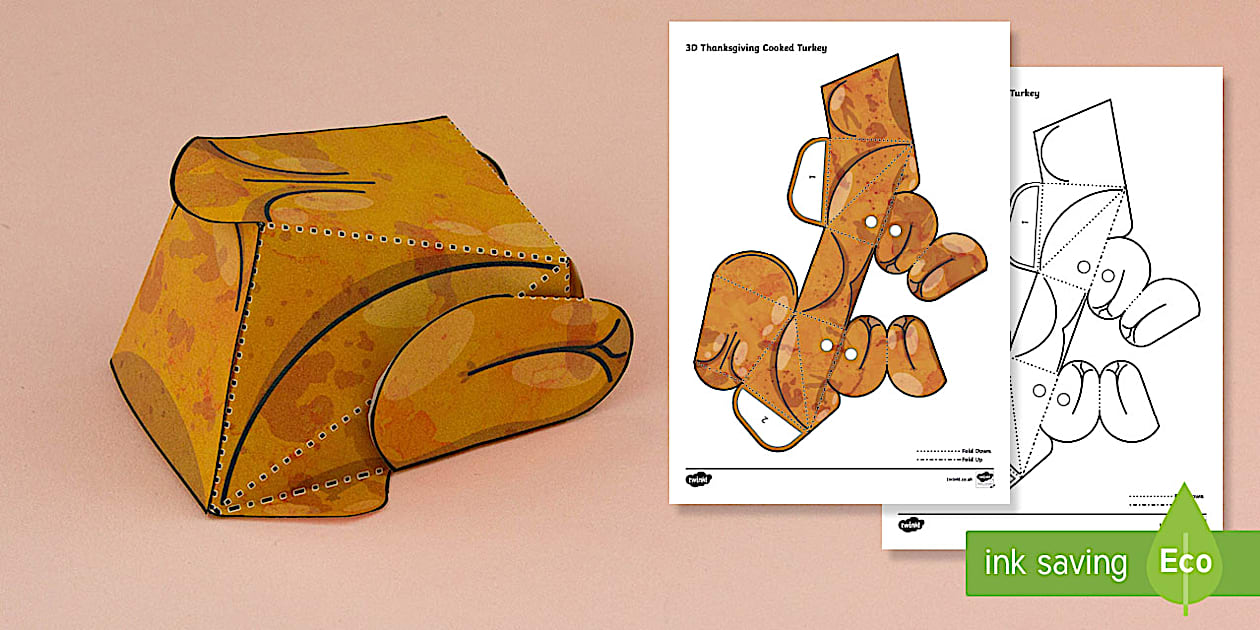 Simple 3D Thanksgiving Cooked Turkey Paper Craft - Twinkl