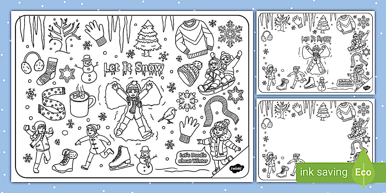 Let's Doodle About Winter Colouring Pages - Twinkl