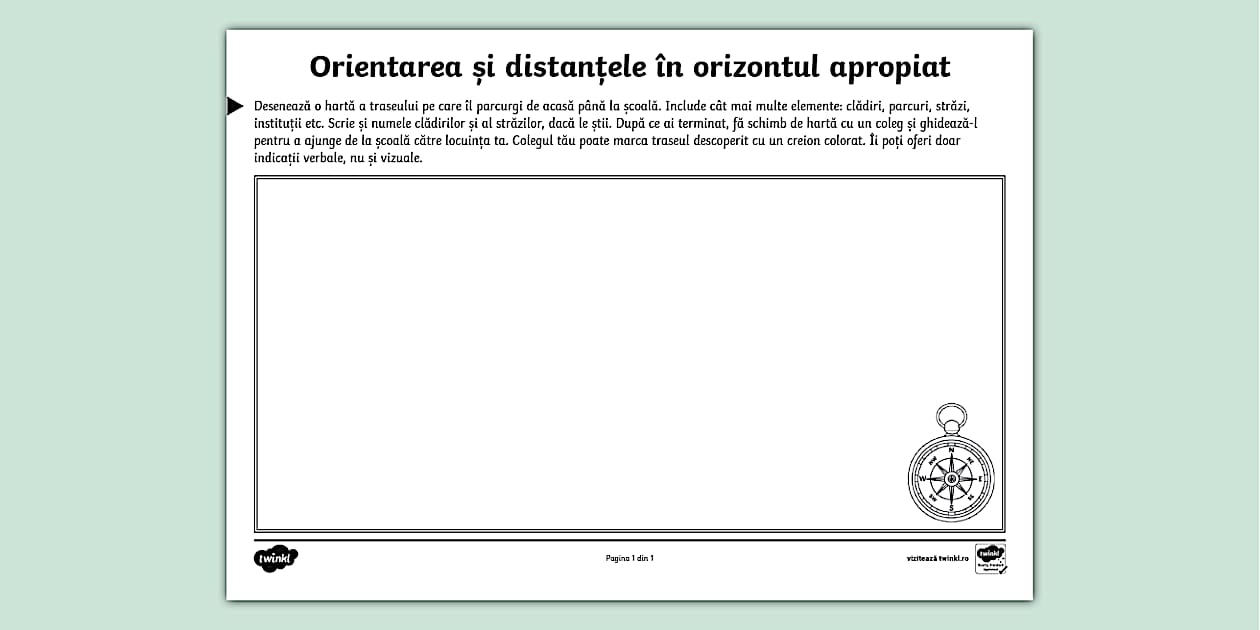 Orientarea și distanțele în orizontul apropiat – Fișă
