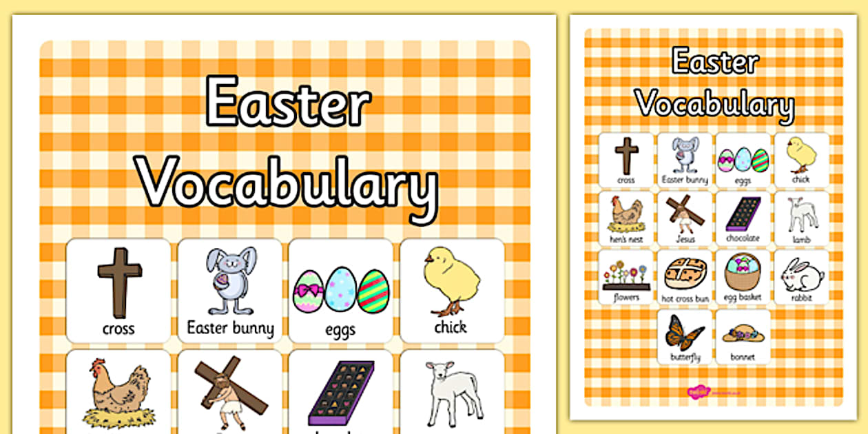 Affiche sur le vocabulaire de Pâques en anglais - Twinkl