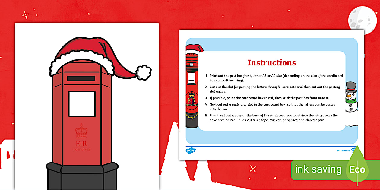 Christmas Post Box Cut Out - Primary Resources - Twinkl