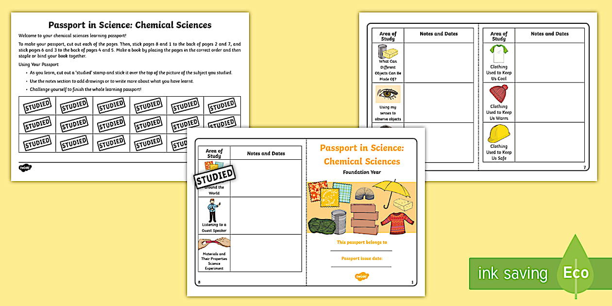 Editable Foundation Year Chemical Sciences Passport Booklet