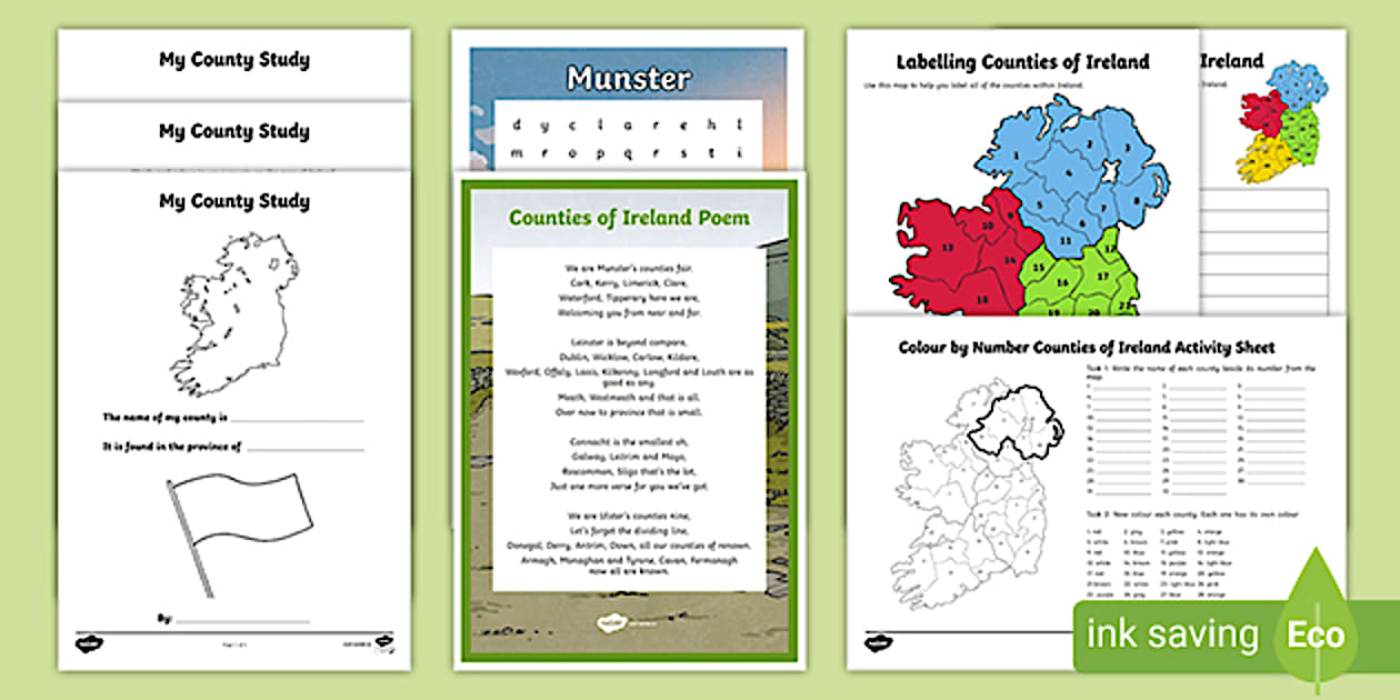 Geography Third/Fourth Class Counties of Ireland Pack