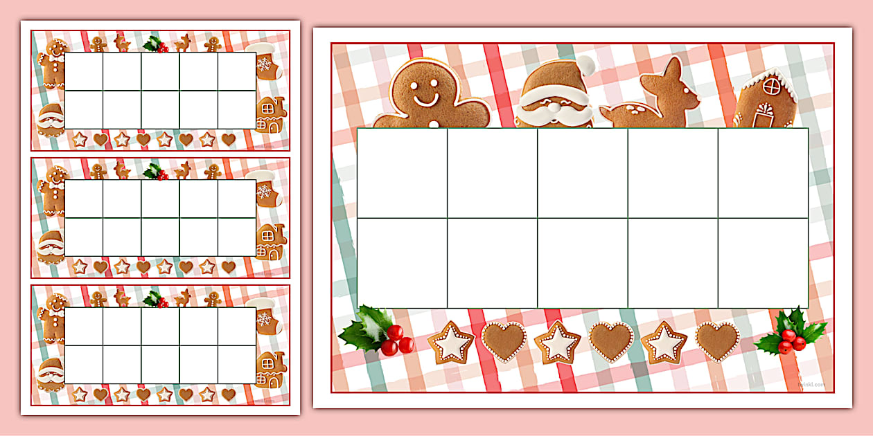 👉 Christmas Gingerbread Themed Ten Frame Template