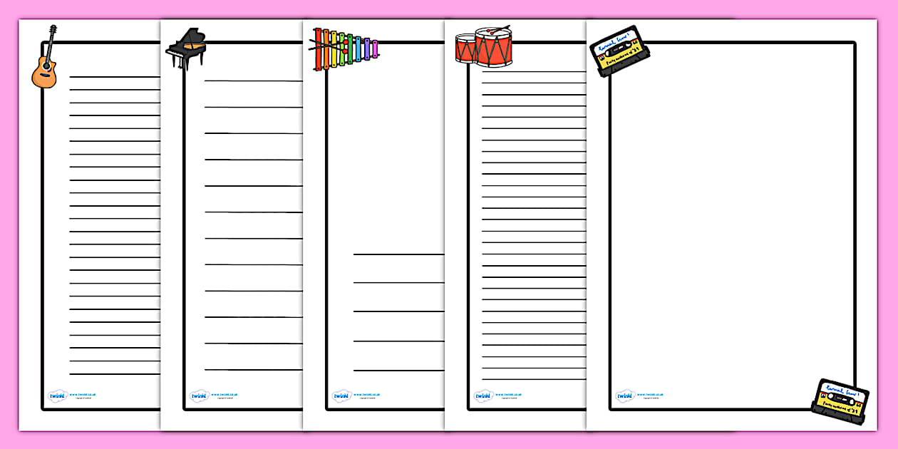 Editable Music Page Borders (teacher made) - Twinkl