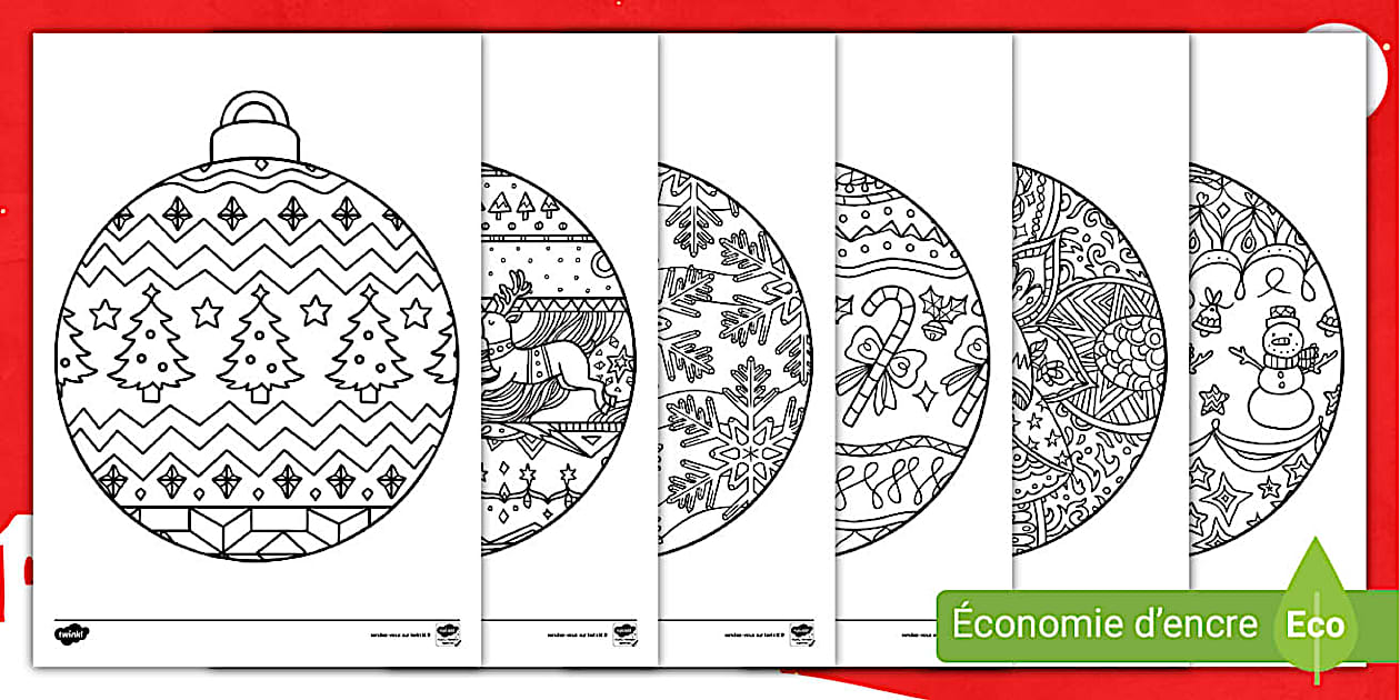 Feuilles de coloriage : les boules de Noël - Twinkl