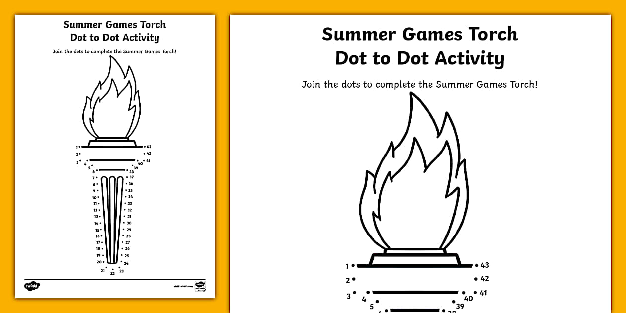 Summer Games Torch Dot-to-Dot and Colouring Activity Sheet