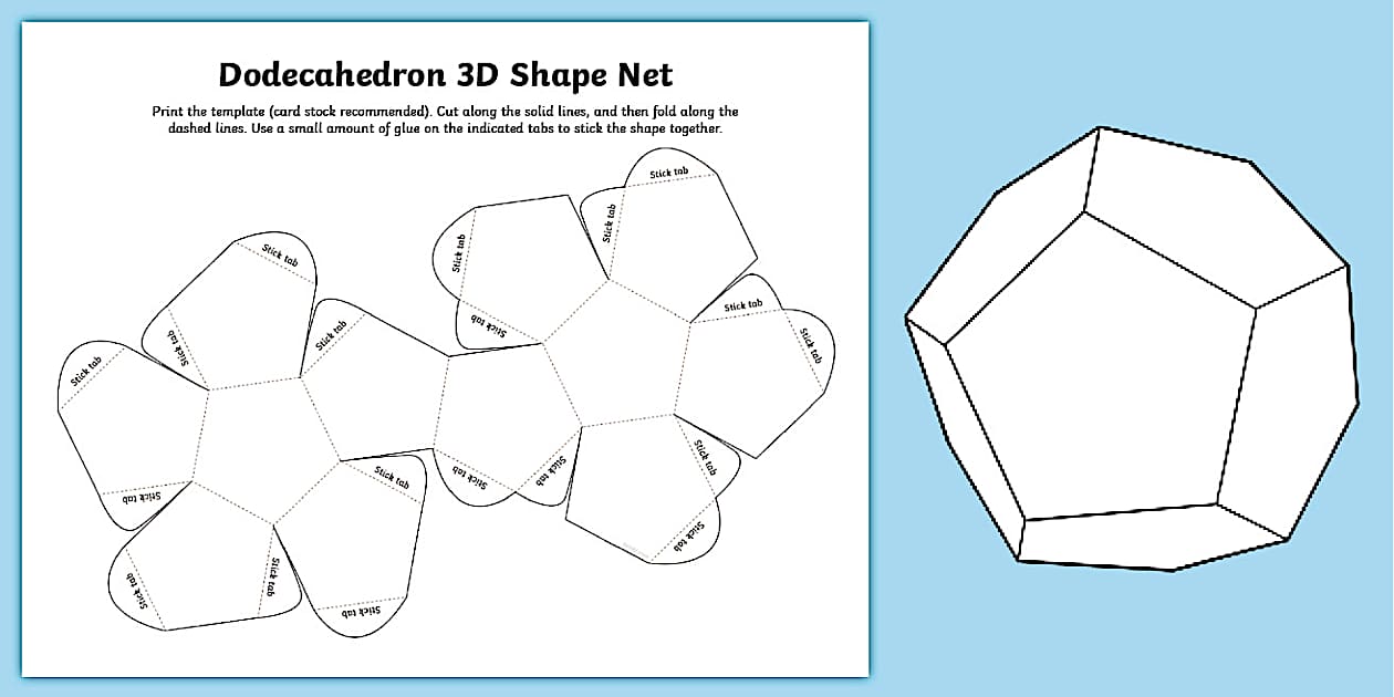Dodecahedron Net 3D Shape | Grade 3, 4, 5 Math | Twinkl USA