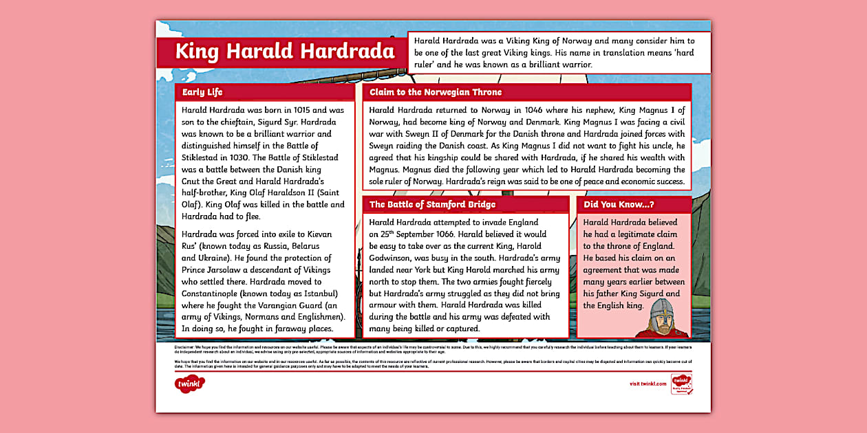 King Harald Hardrada Fact File (teacher made) - Twinkl