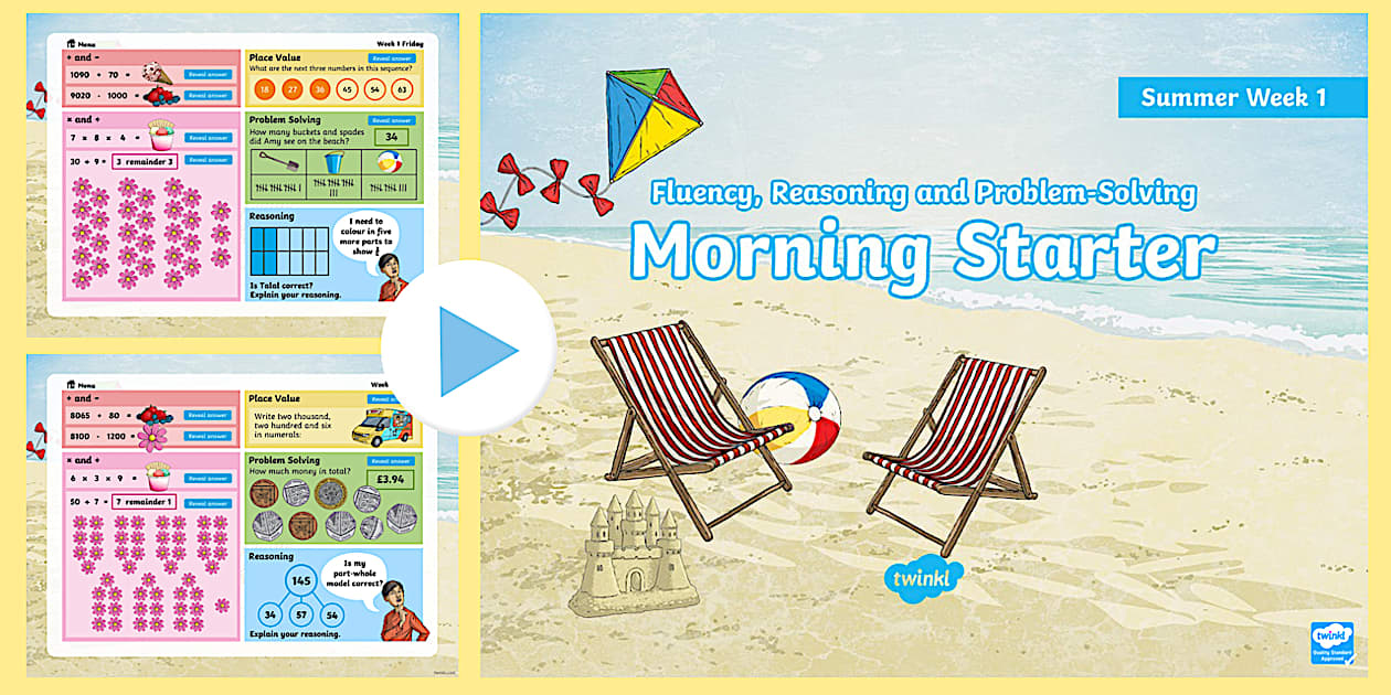 Year 4 Maths Summer Morning Starter PowerPoint 1 - Twinkl