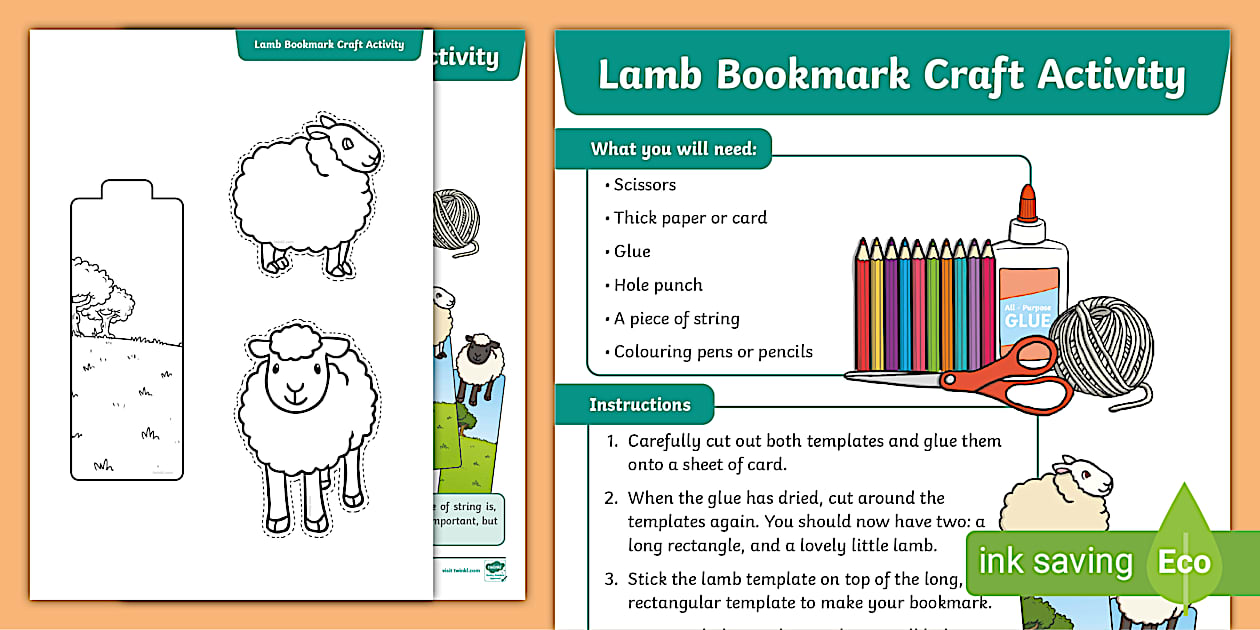 Lamb Bookmark Craft Activity (teacher made) - Twinkl