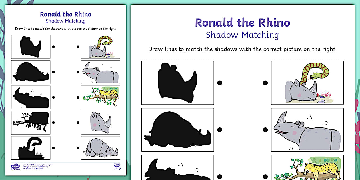 Ronald the Rhino Shadow Matching Worksheet / Worksheet