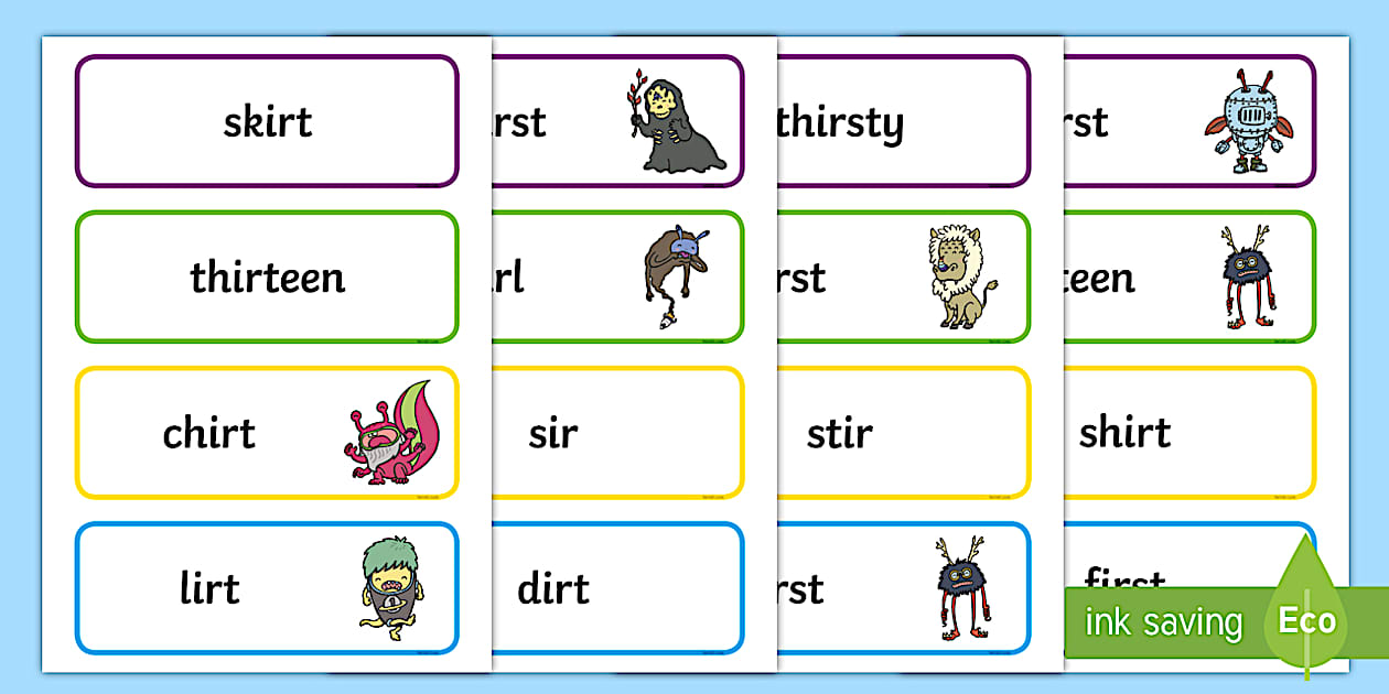 Editable Phase 5 'ir' Real and Nonsense Words Flashcards