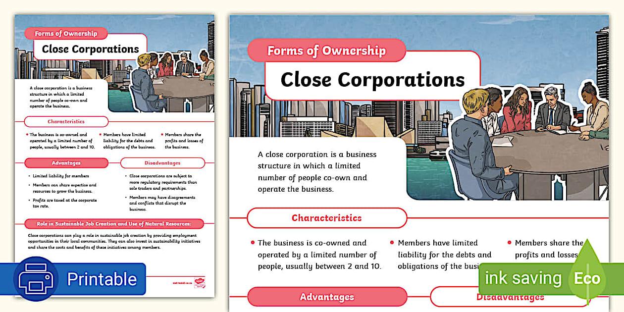 Forms of Ownership - Close Corporations