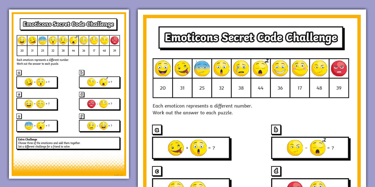 👉 Add and Subtract Numbers with up to 2 Digits Emoticon Challenge