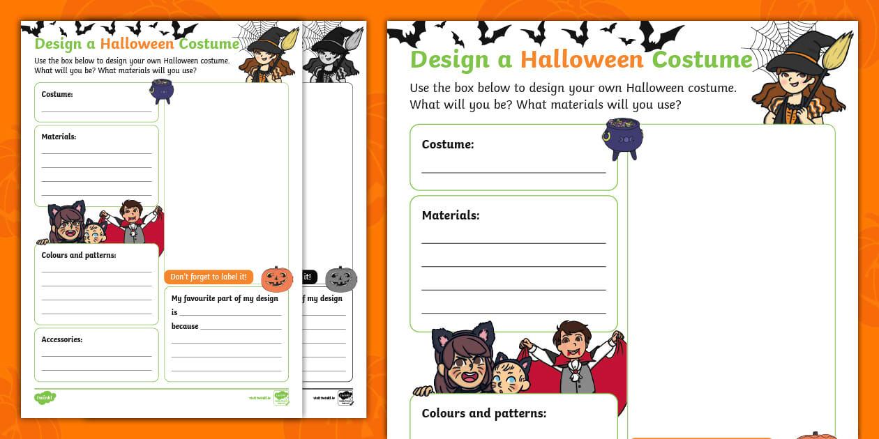 Design a Halloween Fancy Dress Costume Worksheet