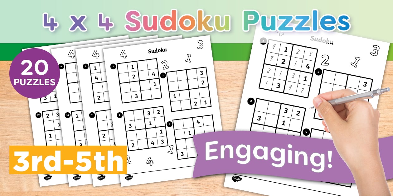 4 x 4 Sudoku Puzzles for 3rd-5th Grade (teacher made)