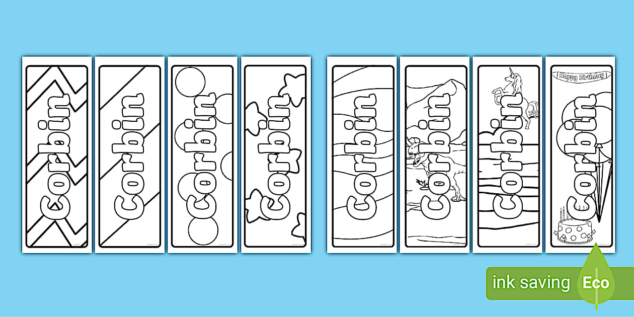 Corbin Name Simple Colouring Bookmarks | Twinkl | KS1