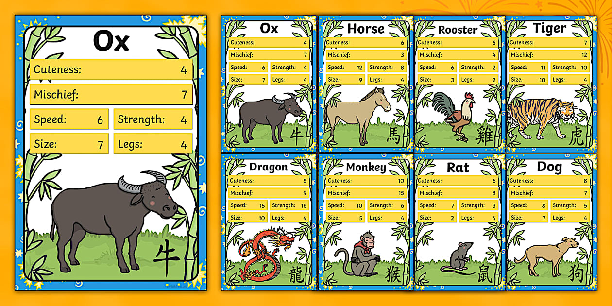 Chinese New Year Zodiac Animals Card Game