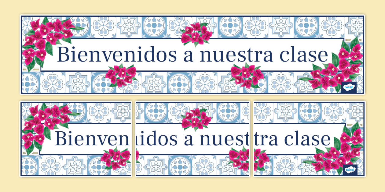 Pancarta: Bienvenidos a nuestra clase - Cerámica floral