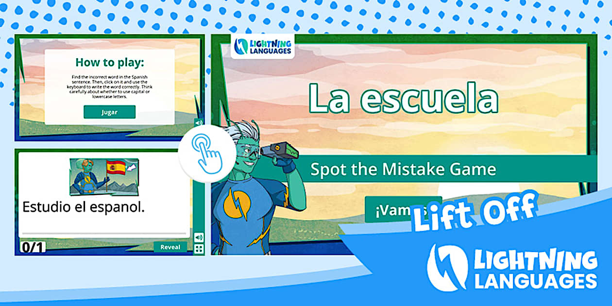 👉 Spanish | Lift Off School Interactive Spot the Mistake Game