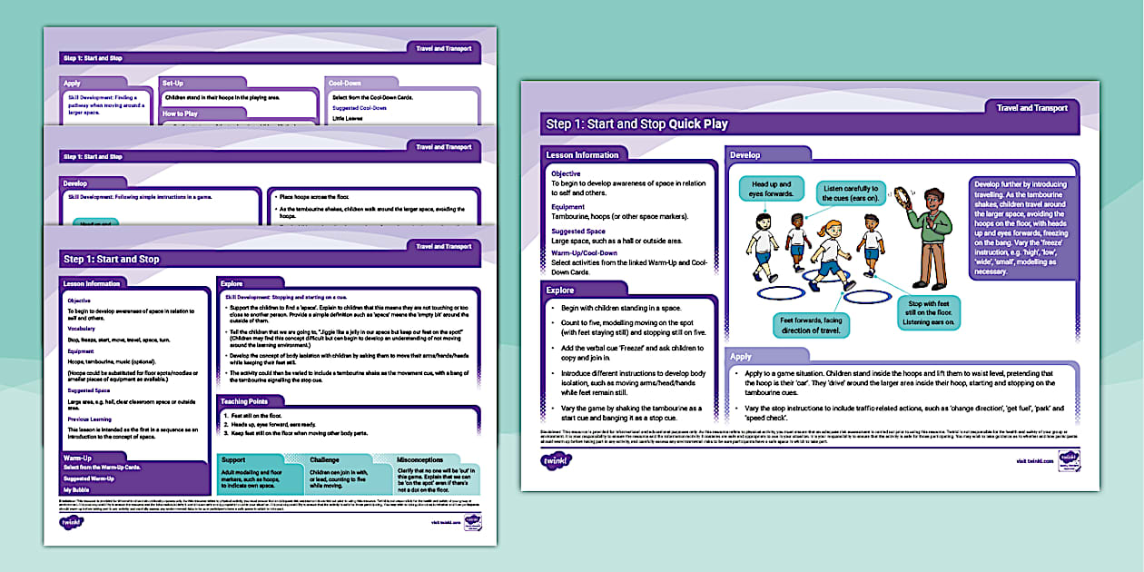 Nursery PE: Transport and Travel - Step 1: Start and Stop