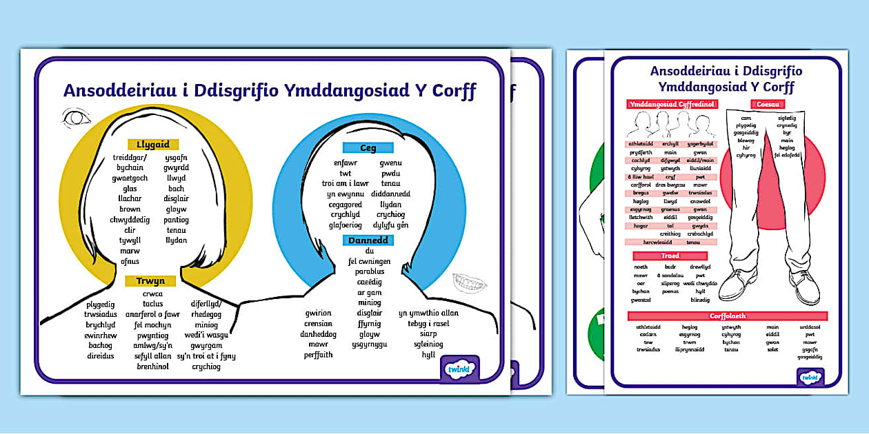 Matiau Ansoddeiriau i Ddisgrifio Ymddangosiad Y Corff