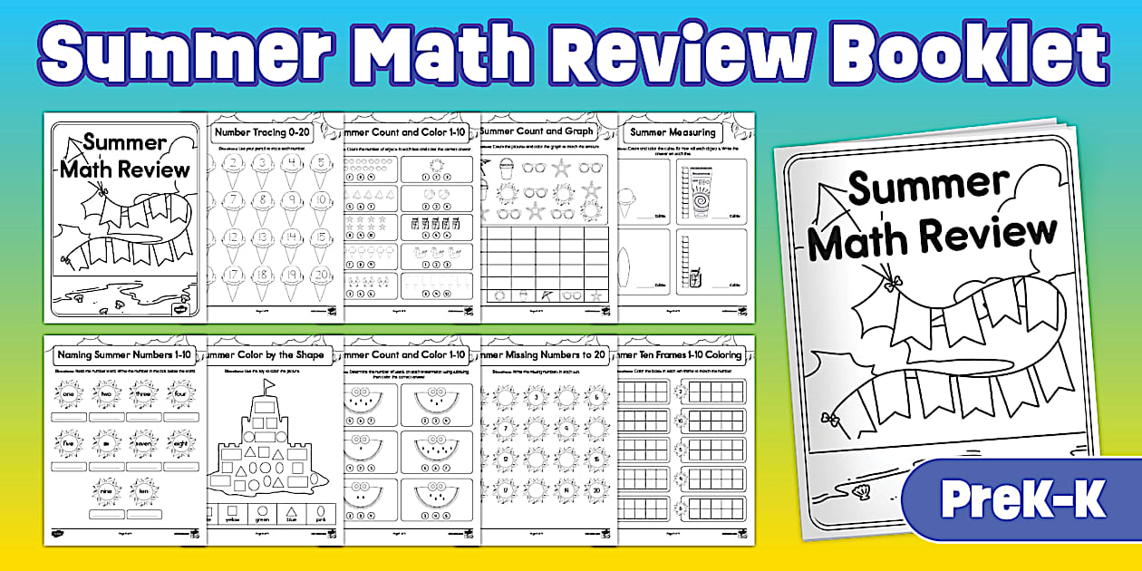 Summer Math Review Activity Booklet for PreK-K