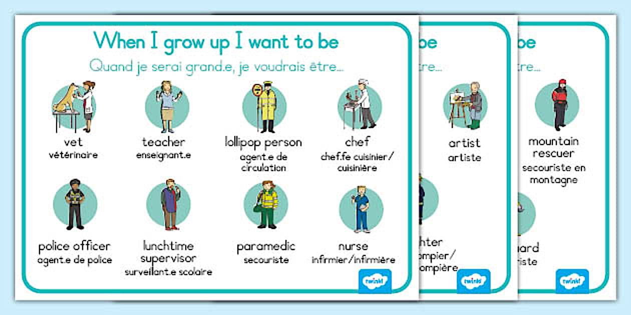 When I grow up I want to be English-French (teacher made)