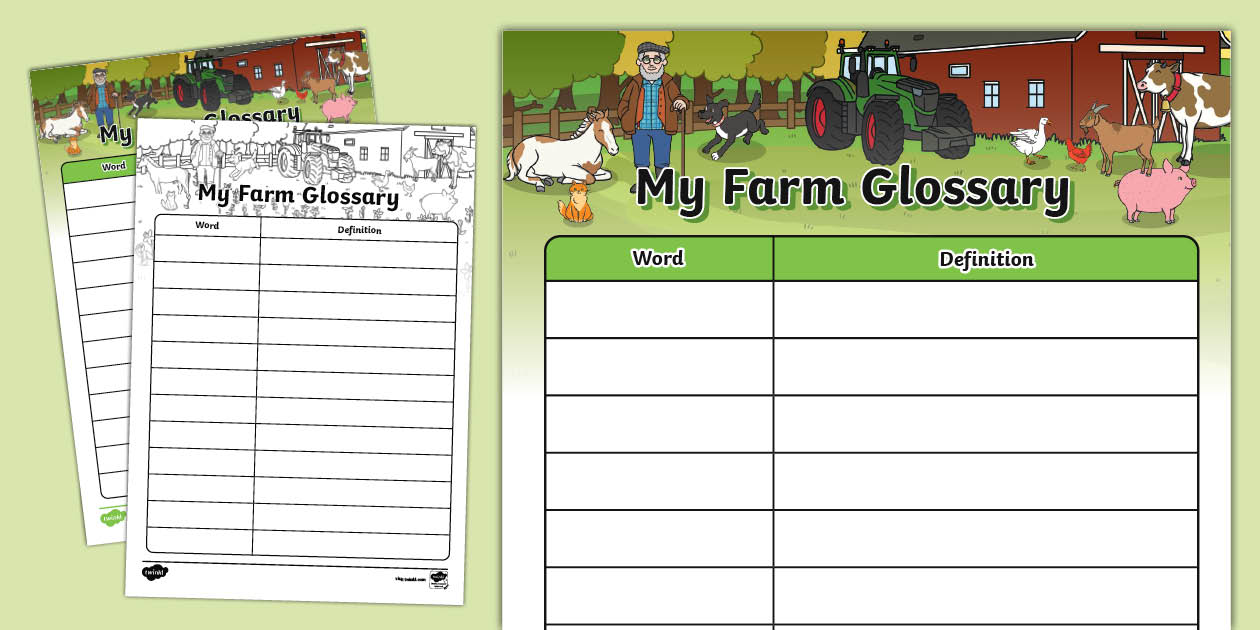 Farm Glossary Writing Template - Twinkl Topics - Twinkl