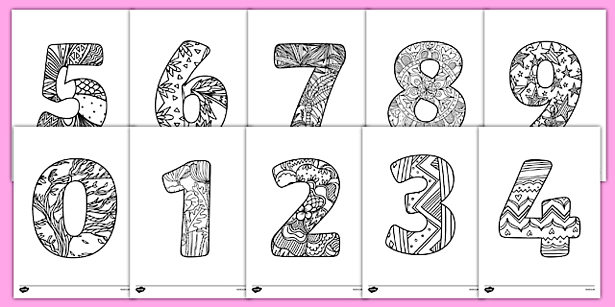 Adult Colouring Mindfulness Numbers (teacher made) - Twinkl