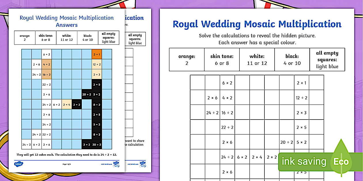 KS1 Royal Wedding 2, 5 and 10 Multiplication and Division Facts Maths ...