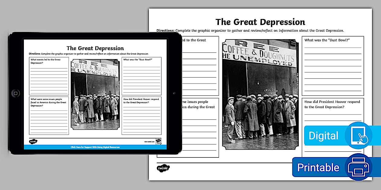 Sixth Grade Great Depression Graphic Organizer - Twinkl