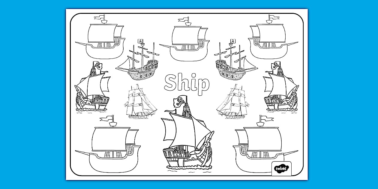 Ship Doodle Colouring Page (teacher made) - Twinkl