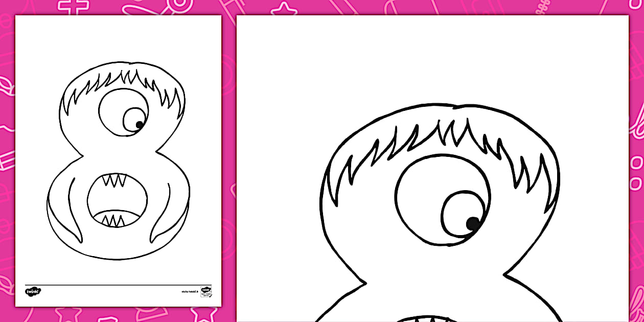 Poster del numero 8 da colorare (teacher made) - Twinkl
