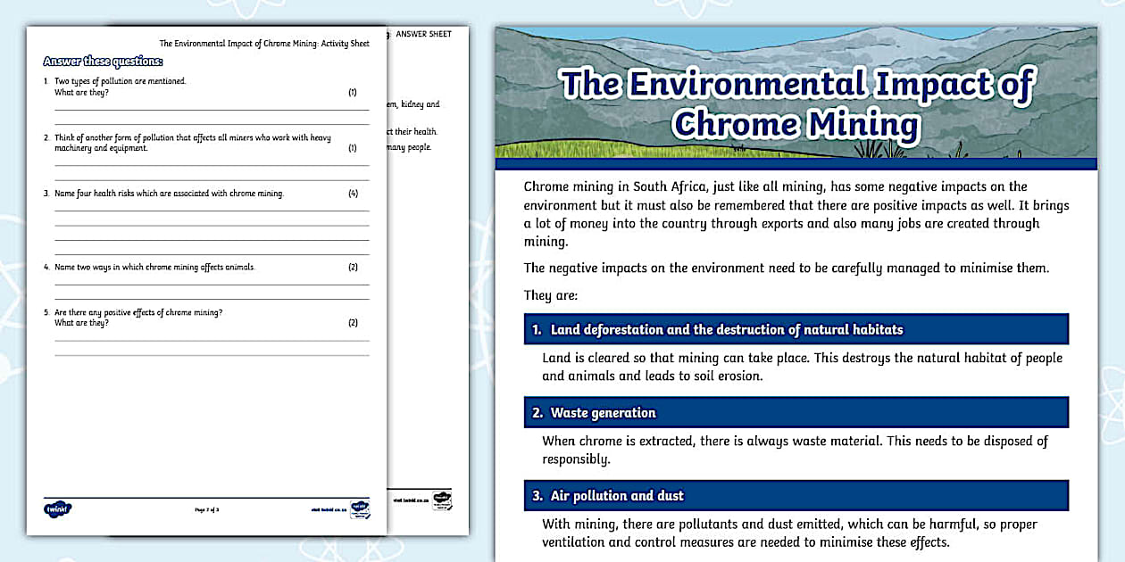 The Environmental Impact of Chrome Mining - Activity Sheet