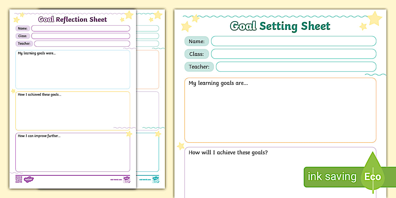 Goal Setting and Reflection Sheet - Twinkl
