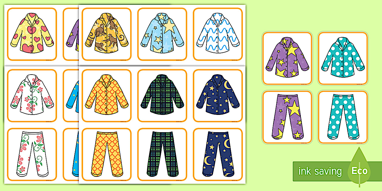 Pajama-Themed Pattern Matching Cards (Teacher-Made) - Twinkl
