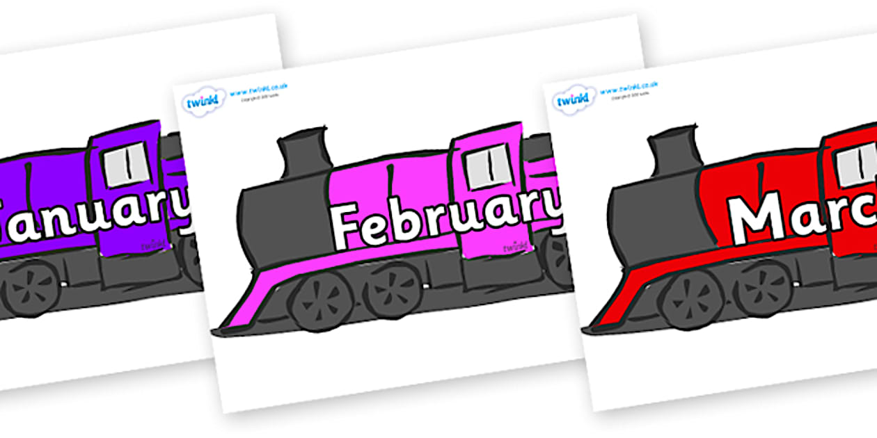 Months of the Year on Trains (teacher made) - Twinkl