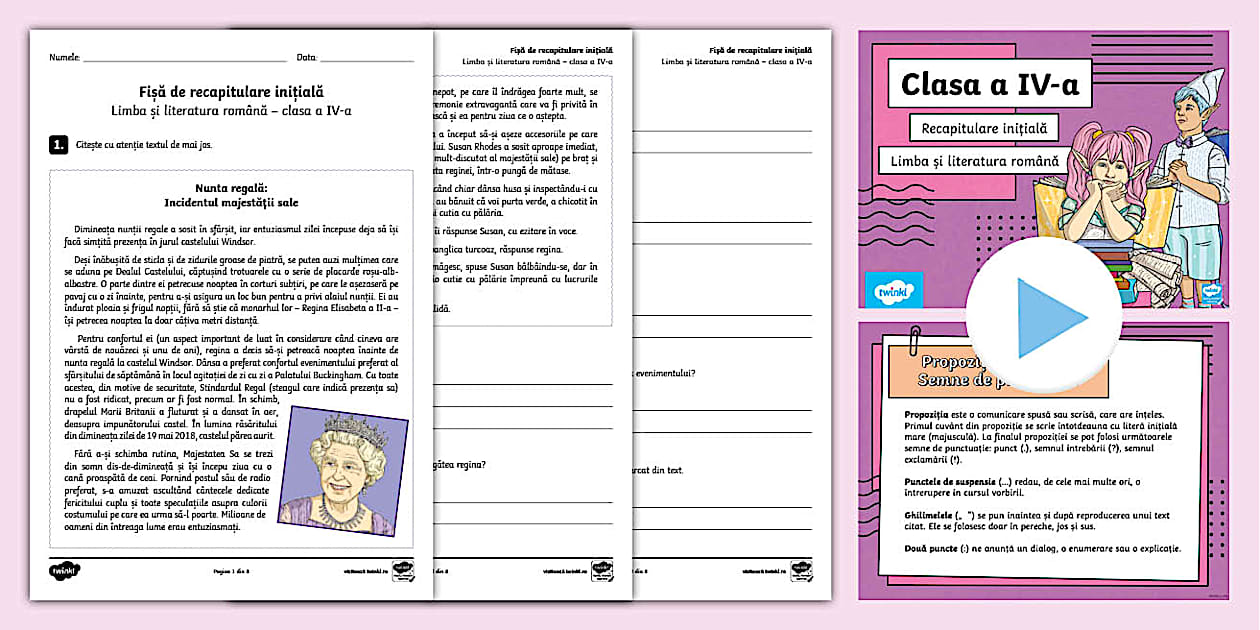 Clasa a IV-a Recapitulare inițială LLR Pachet cu resurse