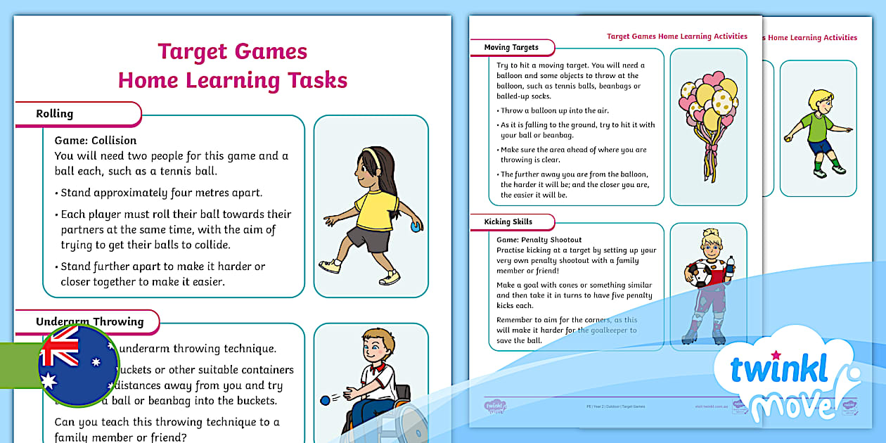 Move PE Year 2 Target Games Home Learning Tasks - Twinkl