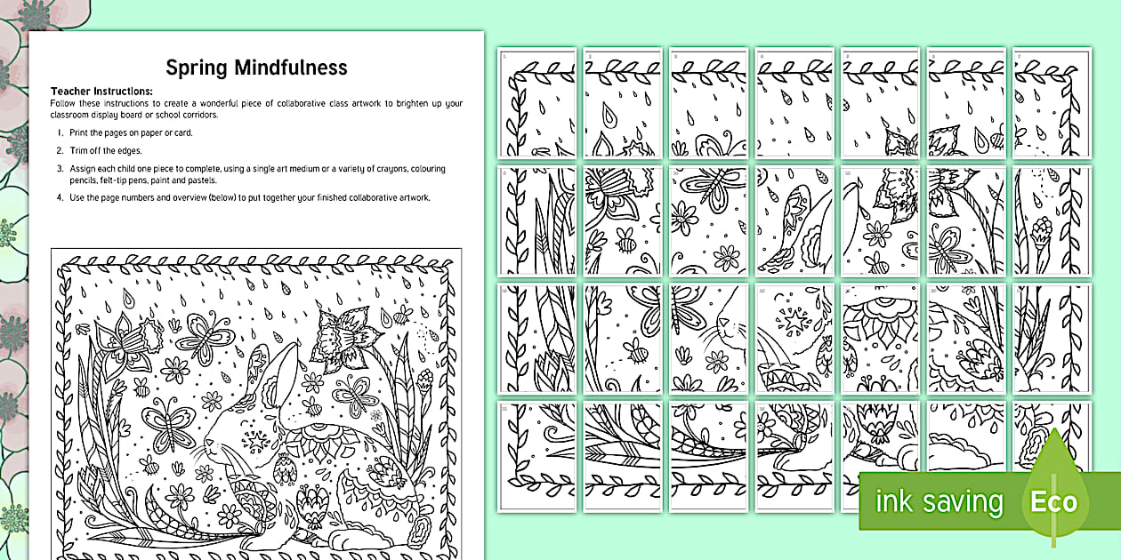 Spring Mindfulness Collaborative Colouring Activity Pack