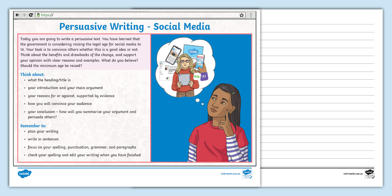 NAPLAN-Style English Example Tests Persuasive Writing Social Media