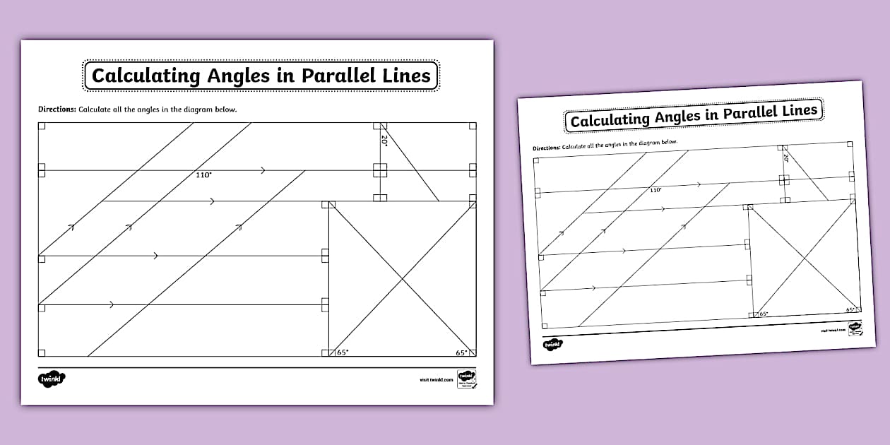 Eighth Grade Calculating Angles in Parallel Lines Activity