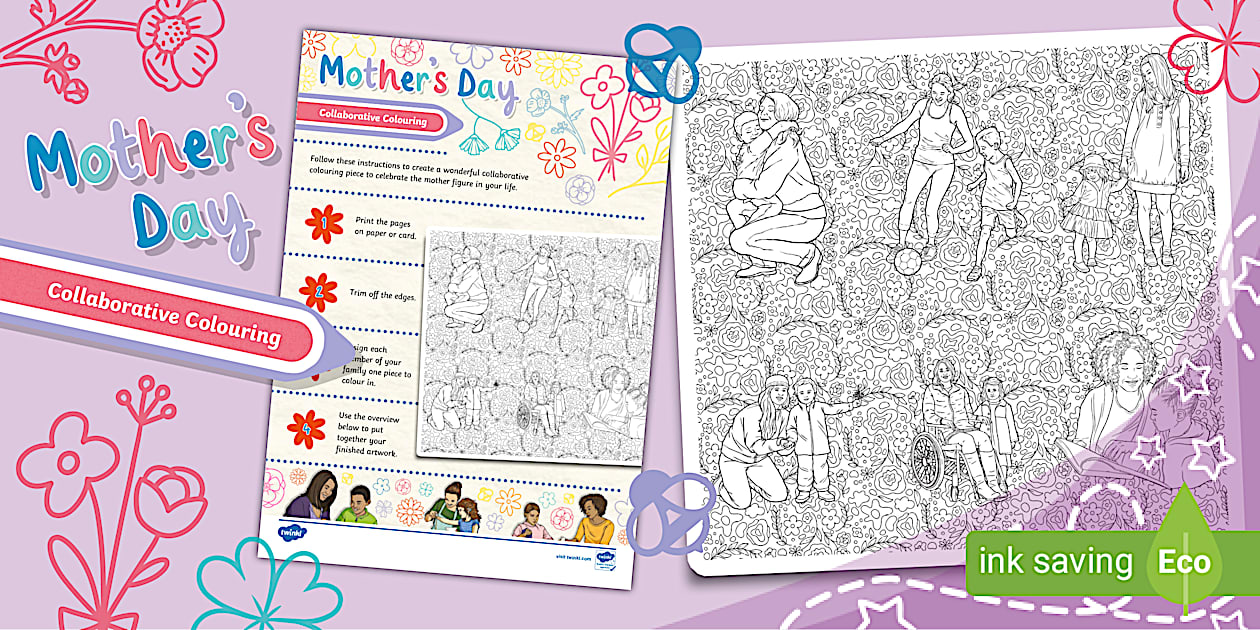 Mother's Day: Collaborative Colouring (Ages 7 - 11) - Twinkl