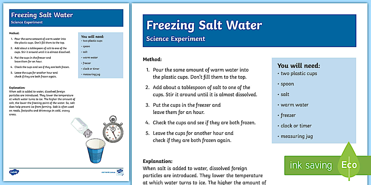 Freezing Salt Water Science Experiment (Teacher-Made)