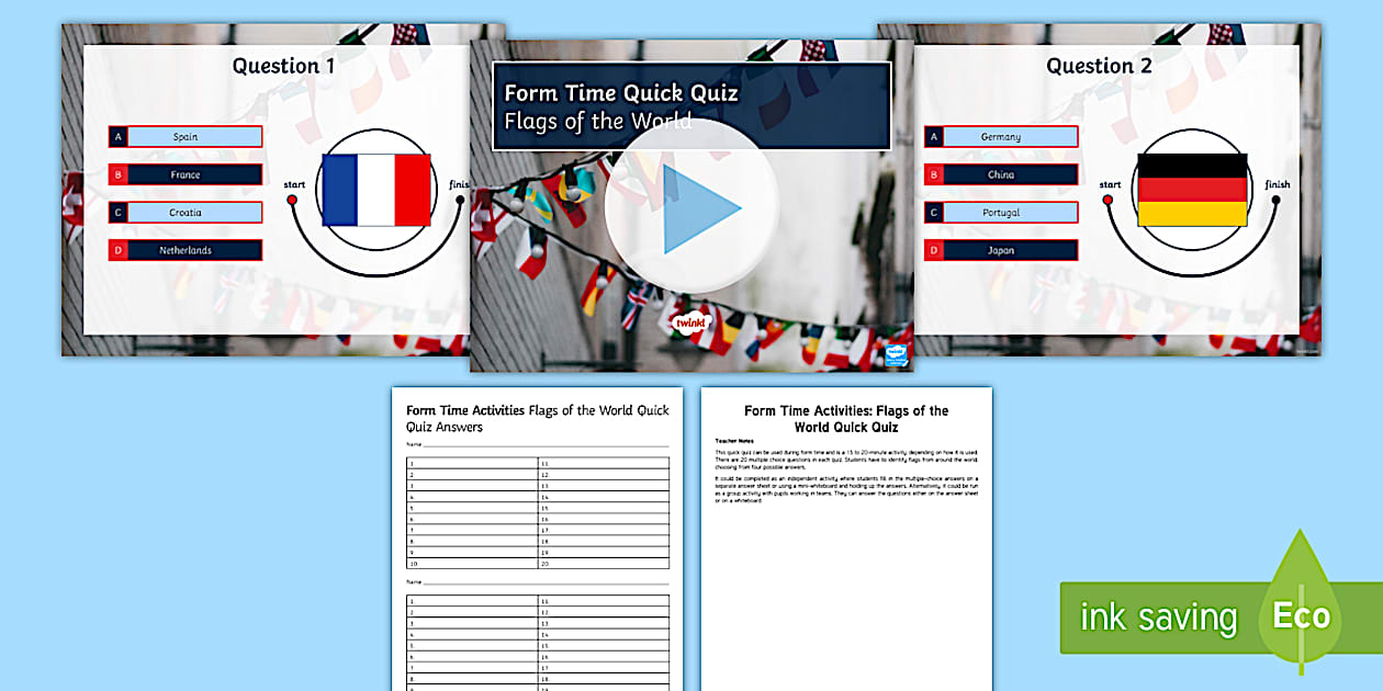Form Time Quick Flags of the World Quiz (Teacher-Made)
