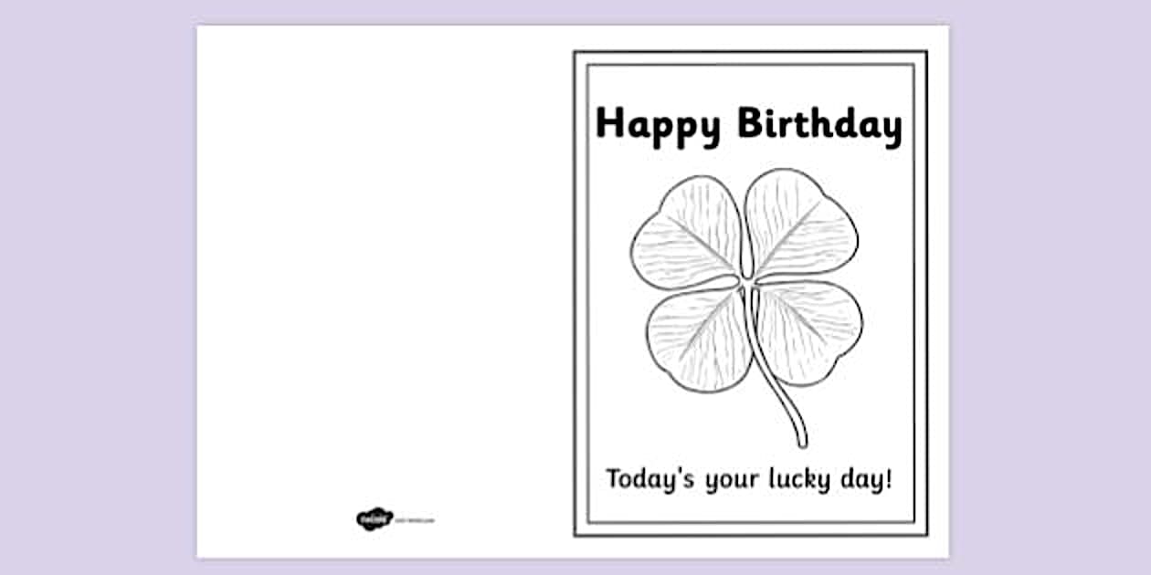 Four Leaf Clover Birthday Card Colouring Activity | Twinkl
