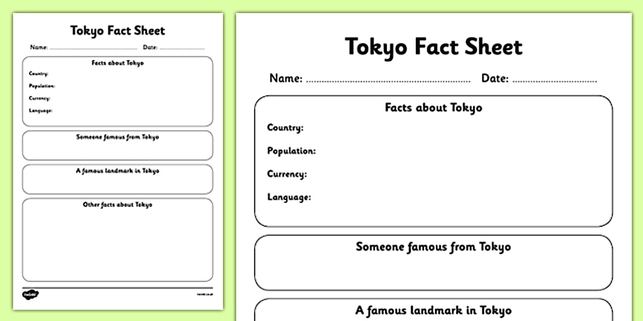 Editable Tokyo Factsheet Writing Template (teacher made)