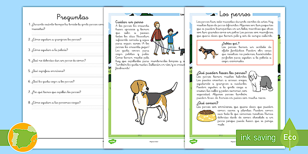 Comprensión lectora: Los perros